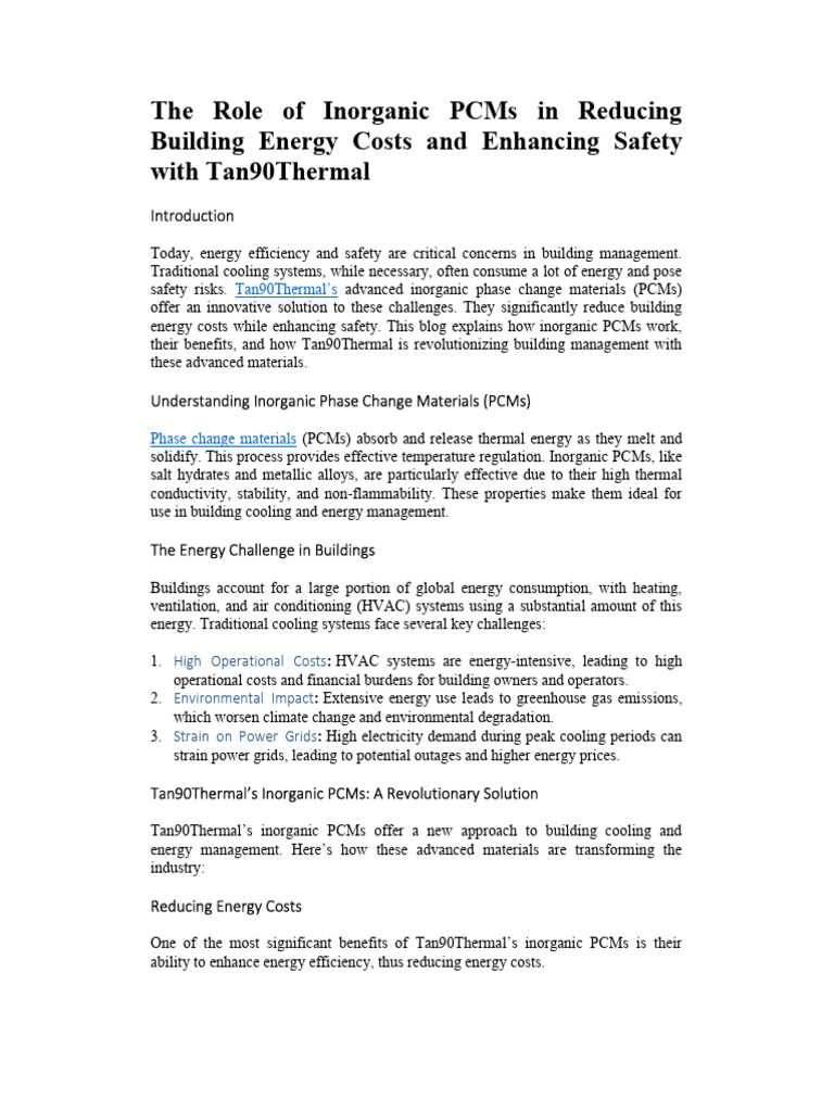 The Role of Inorganic PCMs in Reducing Building | PDF | Efficient ...