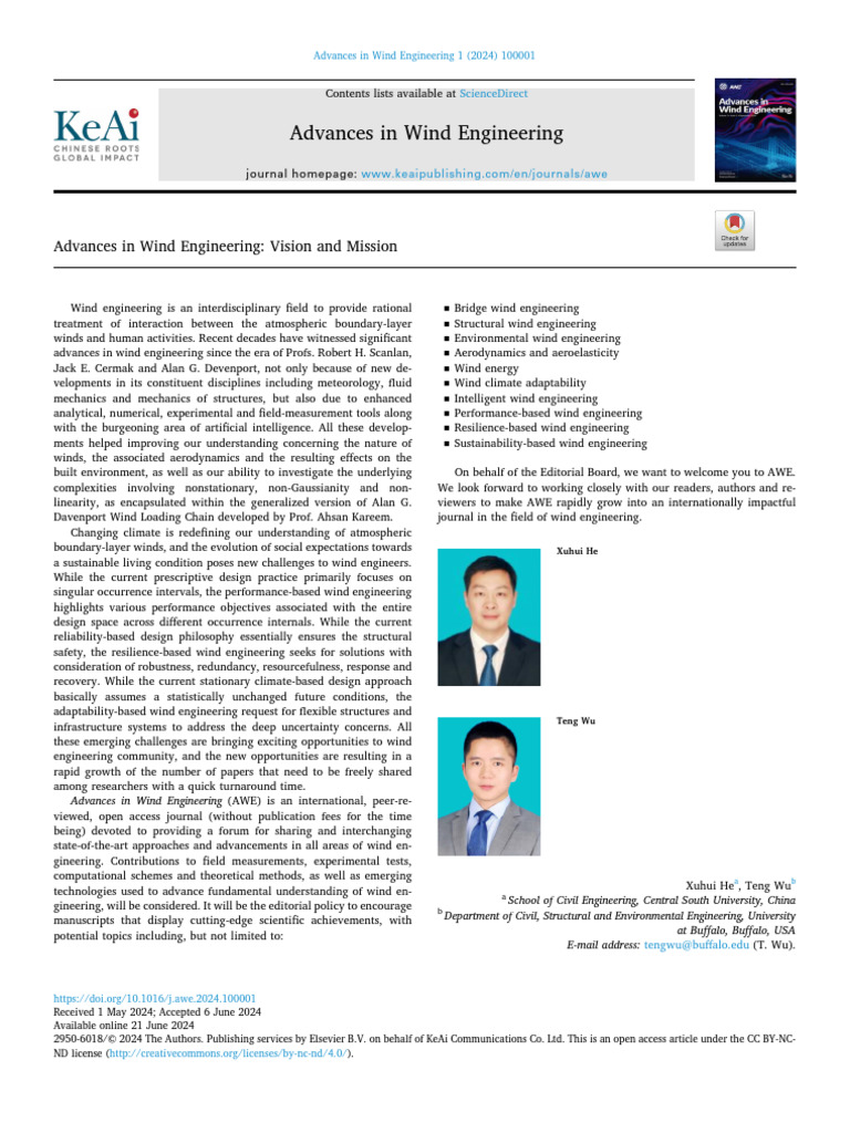 Advances in Wind Engineering Vision and Mission | PDF | Engineering ...