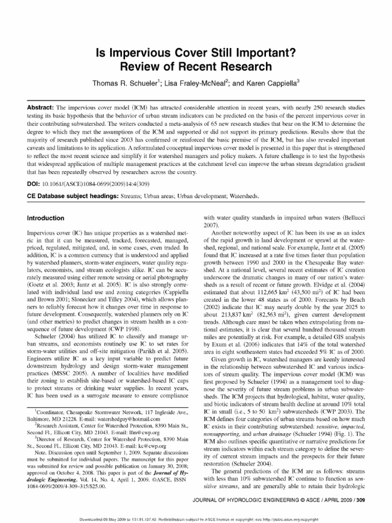 Importance of Impervious Cover Model | PDF | Riparian Zone | Stormwater