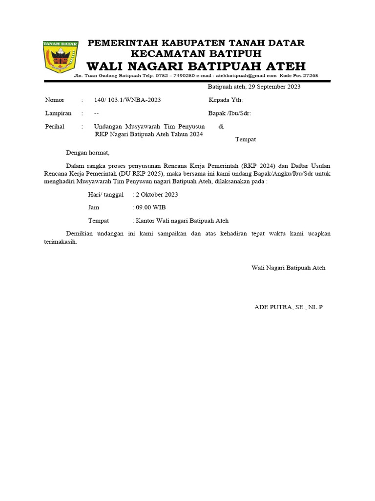 Undangan Tim Penyusun | PDF