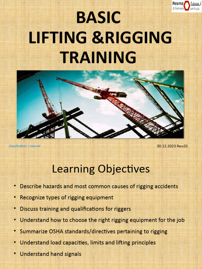 Basic Rigging Training | PDF | Crane (Machine) | Occupational Safety ...
