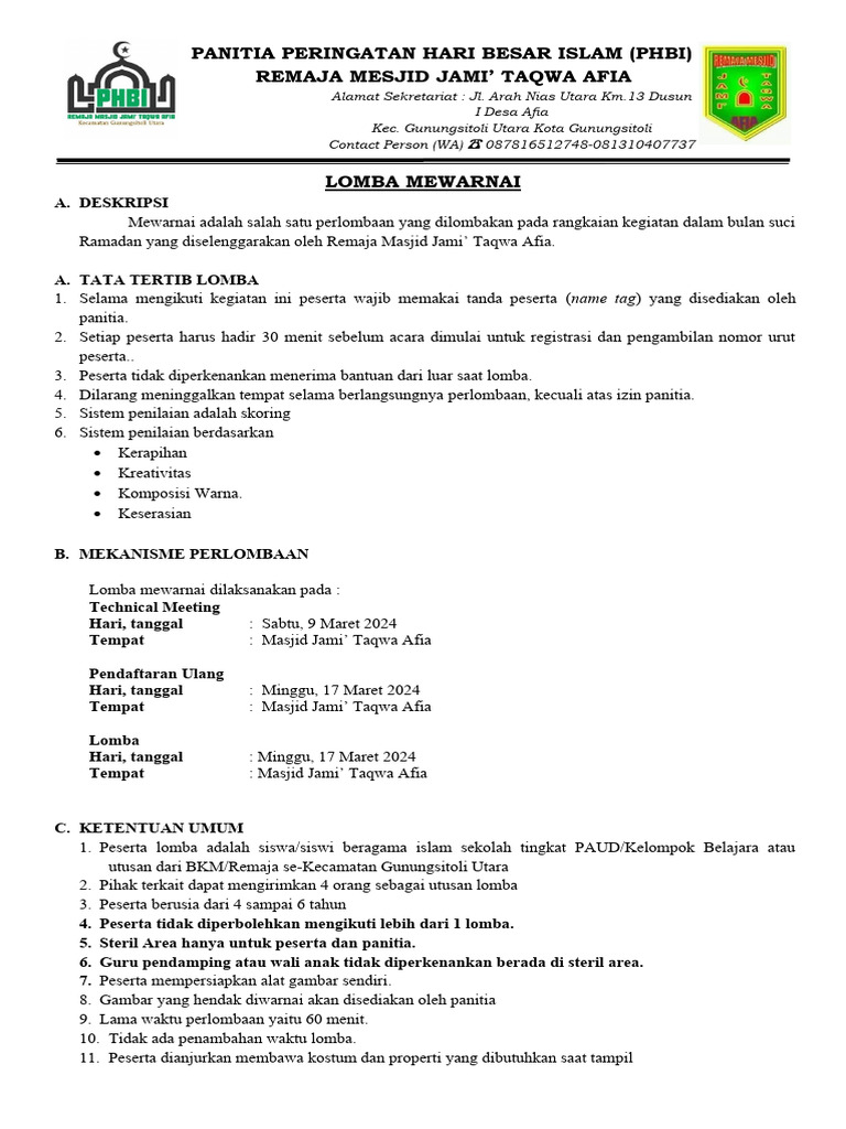 Juknis Perlombaan | PDF