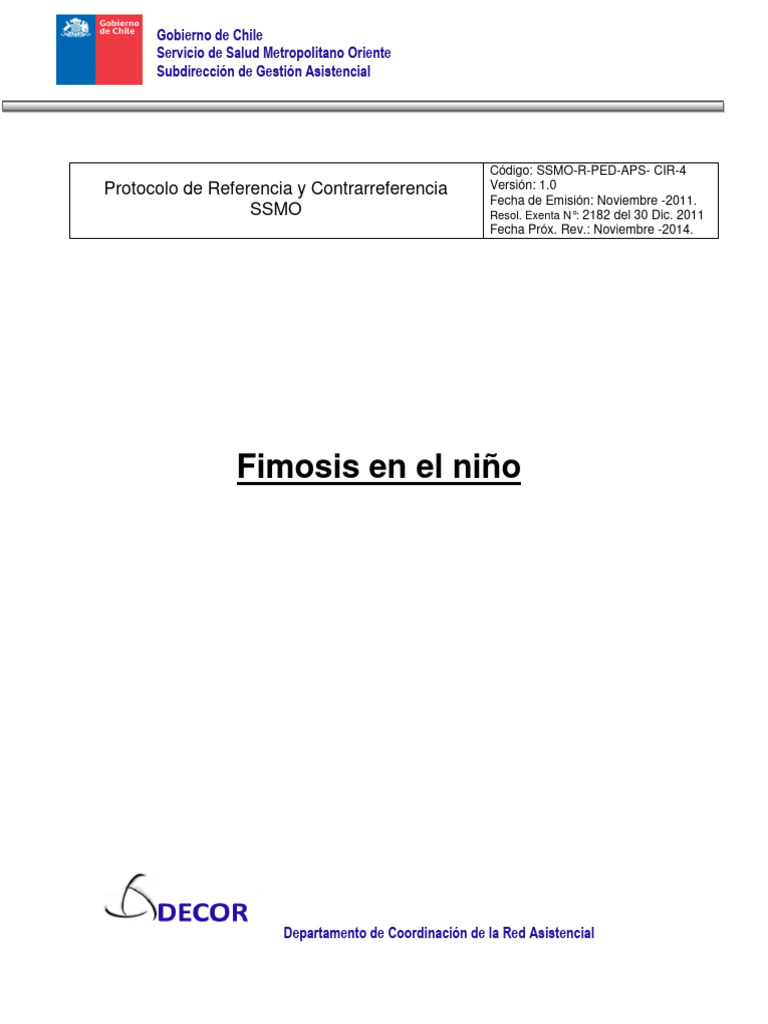 Protocolo Ref Y Contrarref Fimosis Niño SSMO Final 2011 | PDF ...