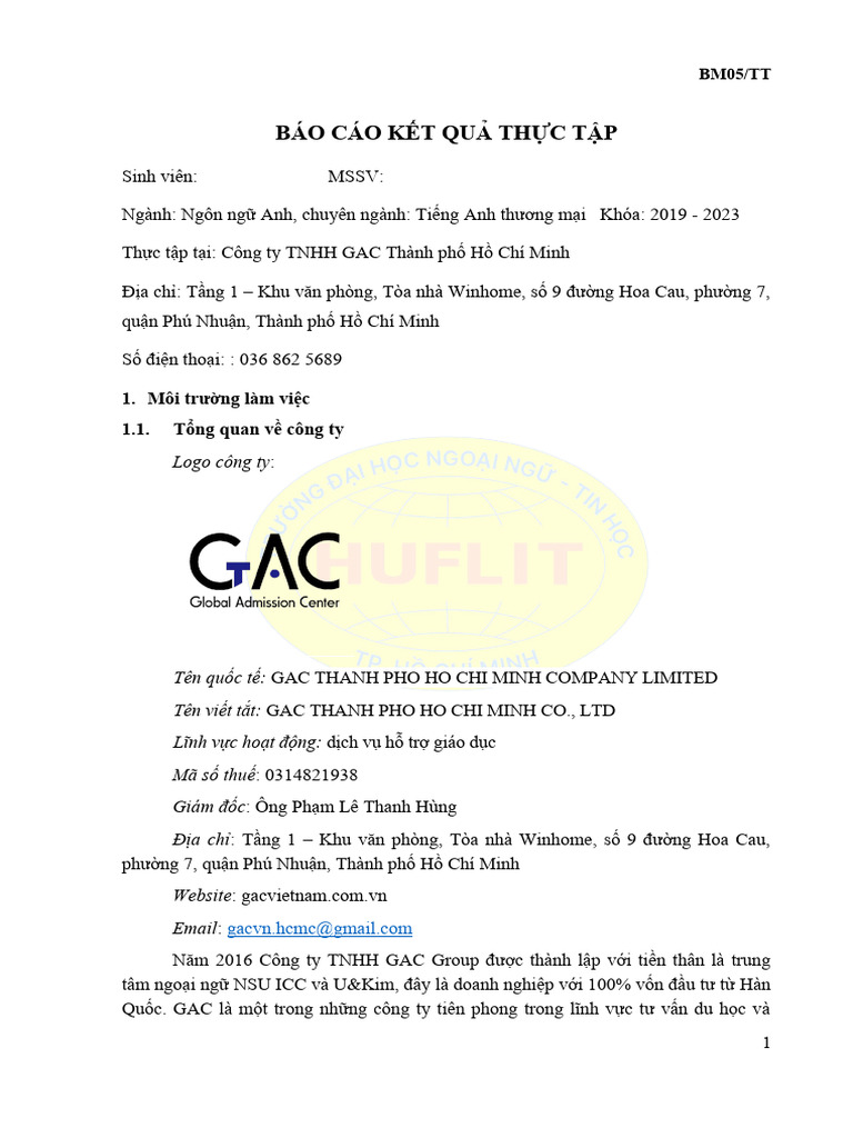 Tổng kết báo cáo KQ thực tập ngành Ngôn ngữ Anh | PDF