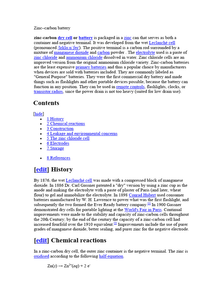 Zinc Battery | PDF | Physical Sciences | Physical Chemistry