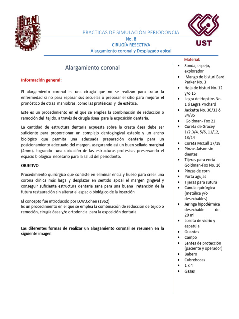 Practica 8 2019 Alargamiento Coronal - 230517 - 191023 | PDF | Cirugía ...