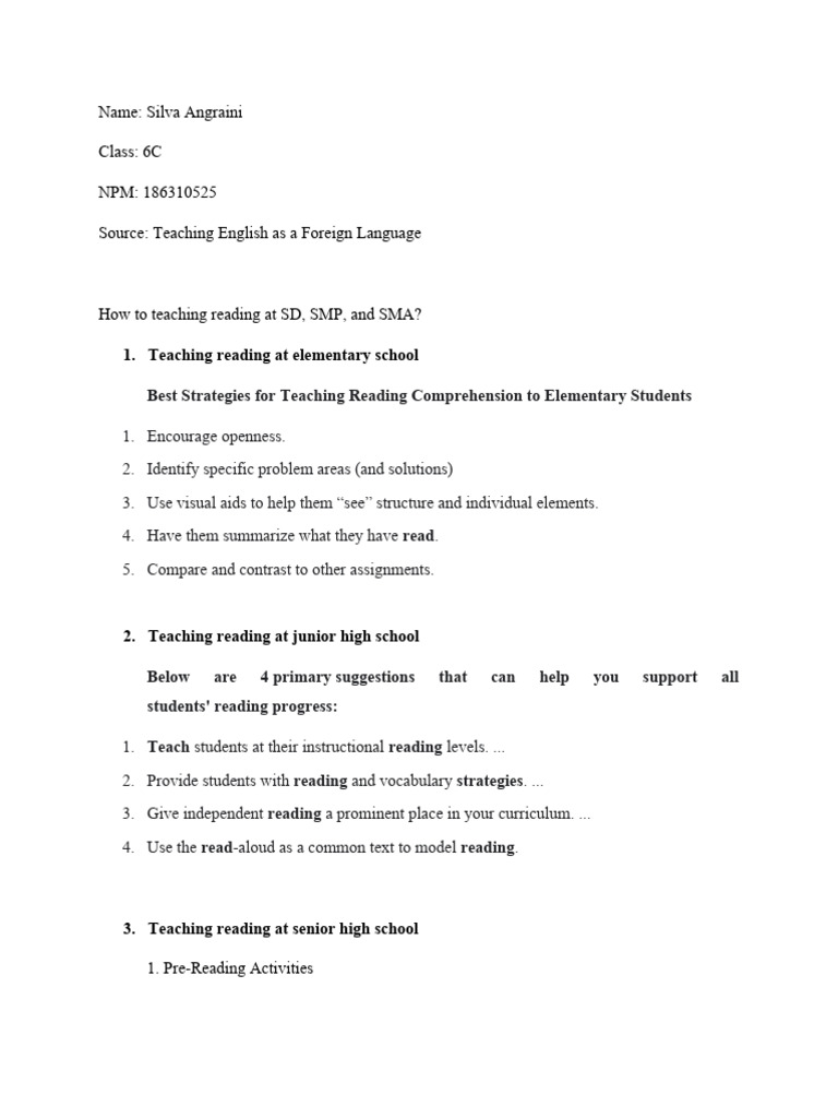 TEFL How To Leach Reading | PDF | Reading Comprehension | Cognition