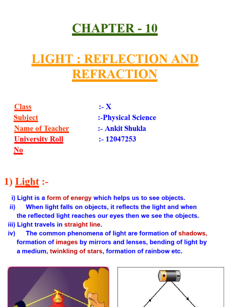 Light Reflection and Refraction Concepts | PDF | Mirror | Glass ...