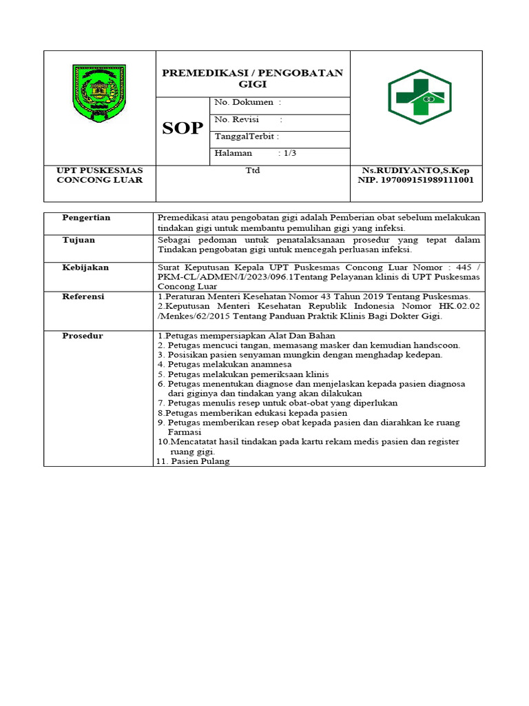 SOP PREMEDIKASI | PDF