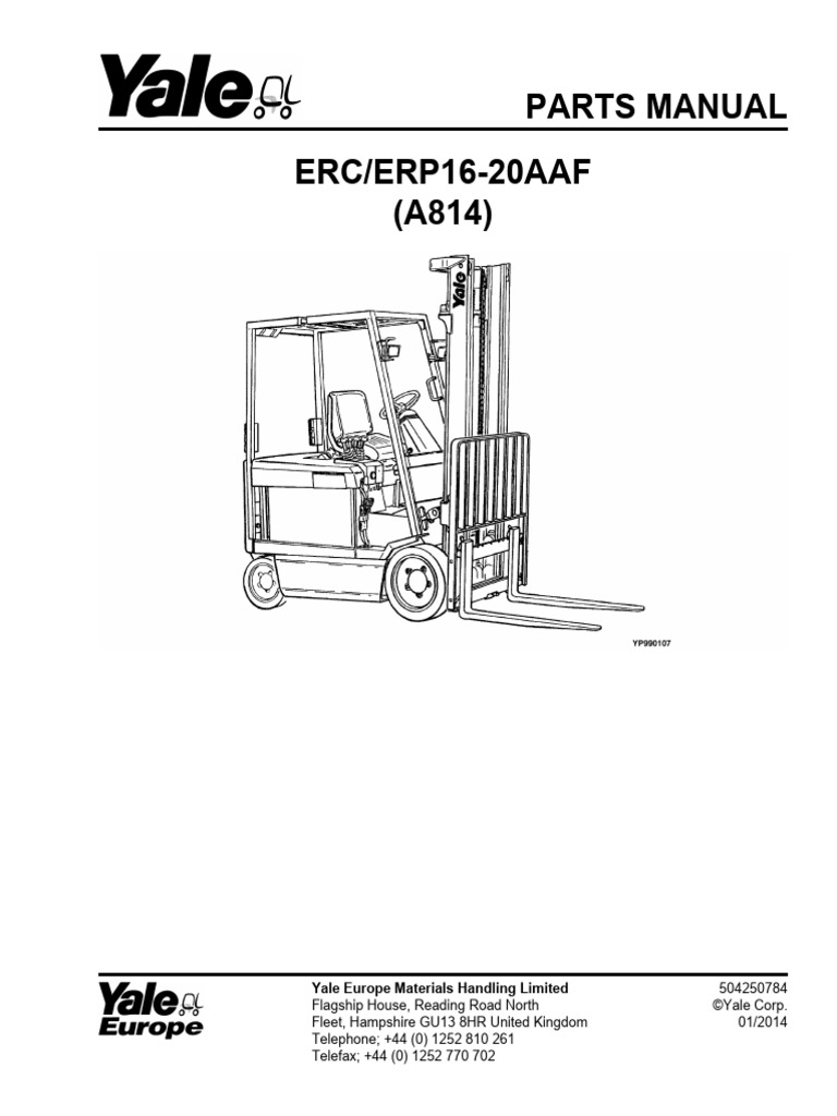 ERC/ERP16-20AAF (A814) Parts Manual: Yale Europe Materials Handling Limited | PDF | Forklift | Tire