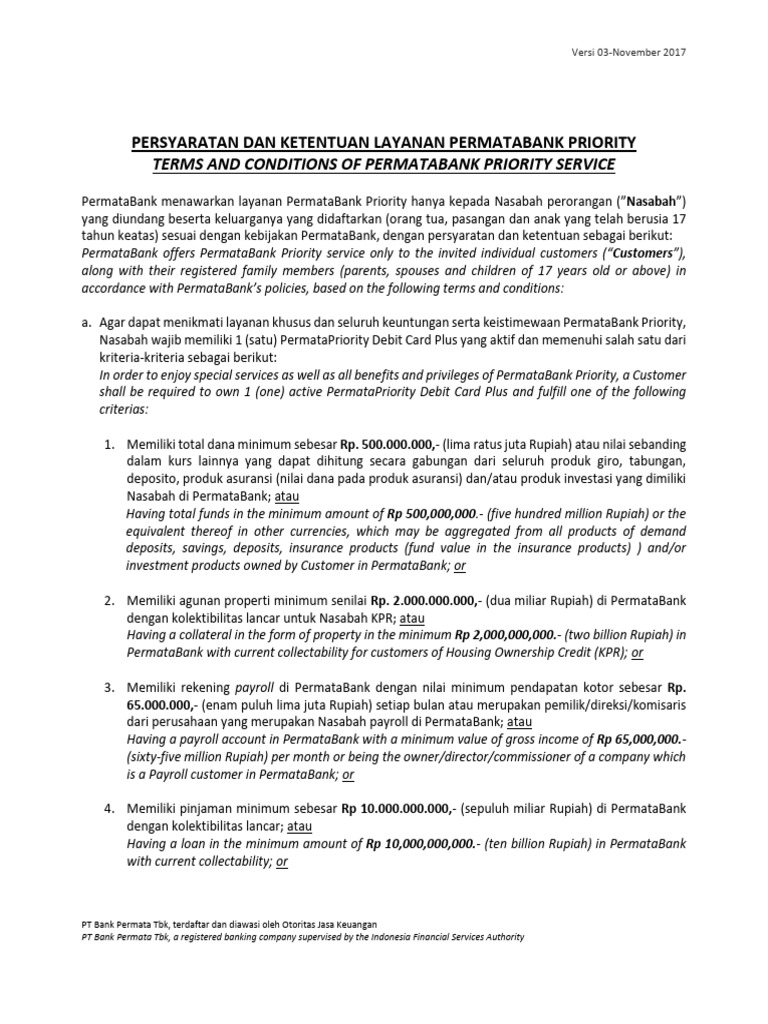 Layanan PermataBank Priority dan Biaya | PDF | Pengelolaan Keuangan & Uang