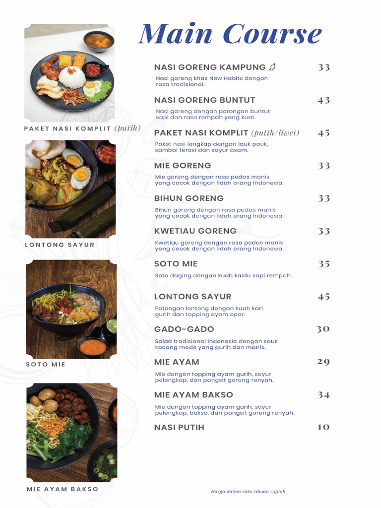 New Habits Menu 2024 | PDF