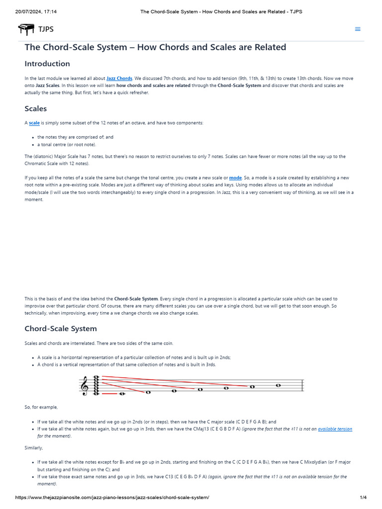 The Chord-Scale System - How Chords and Scales Are Related - TJPS | PDF ...