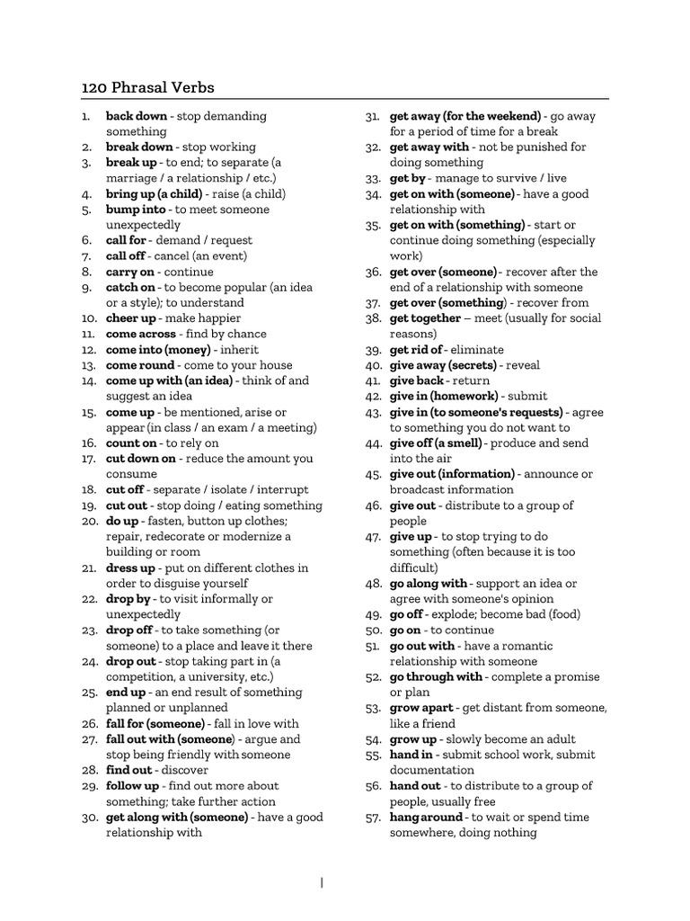 120 Phrasal Verbs | PDF