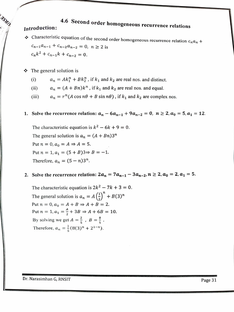 Second Order Homogeneous | PDF | Recurrence Relation | Analysis