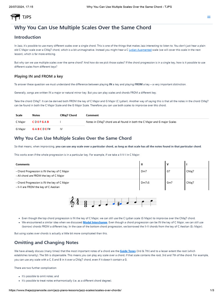 Why You Can Use Multiple Scales Over The Same Chord - TJPS | PDF | Chord (Music) | Mode (Music)