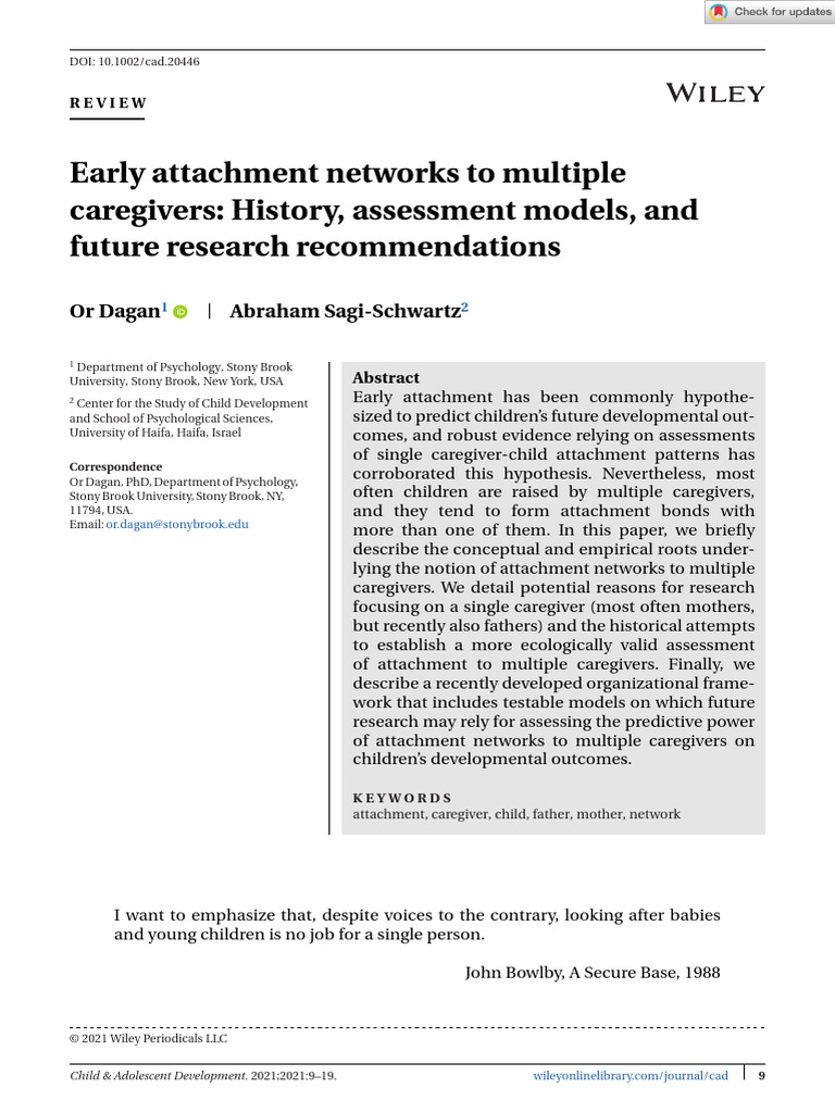 New Drctns CHLD Adlscnt - 2021 - Dagan - Early Attachment Networks To ...