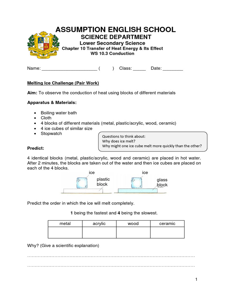 Heat Conduction Experiment Guide | PDF | Ice | Water