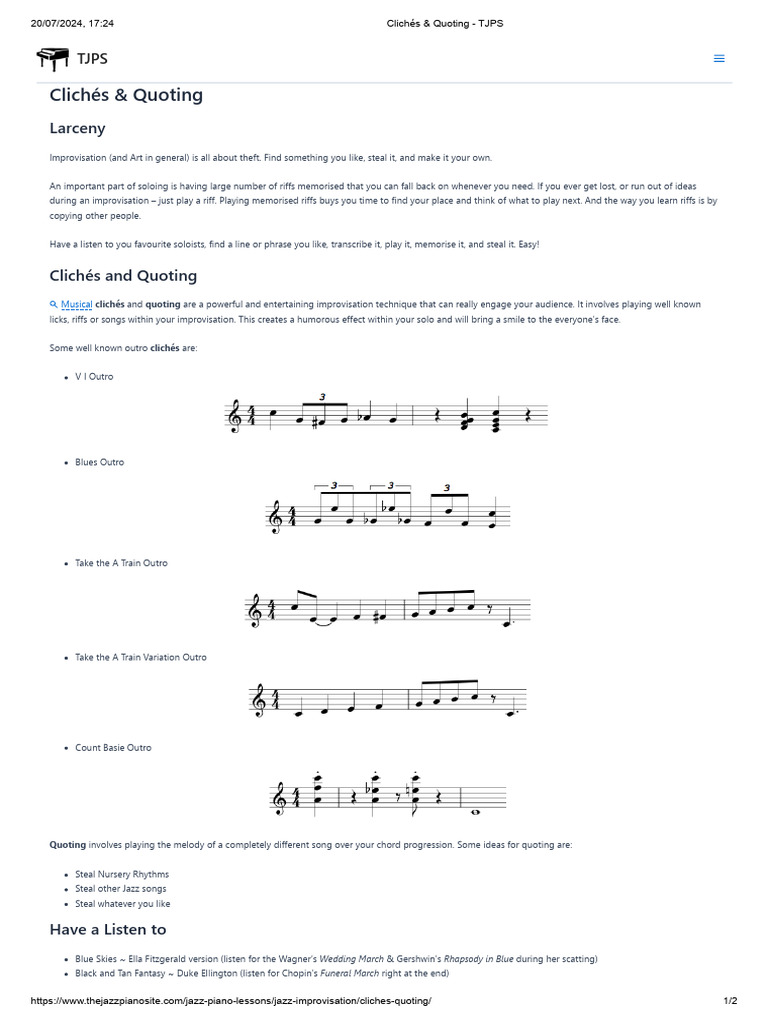 Clichés & Quoting - TJPS | PDF | Jazz | Musical Forms