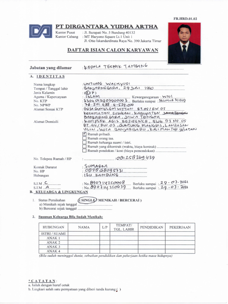 Biodata Dirgantara Untung Wachyudi | PDF