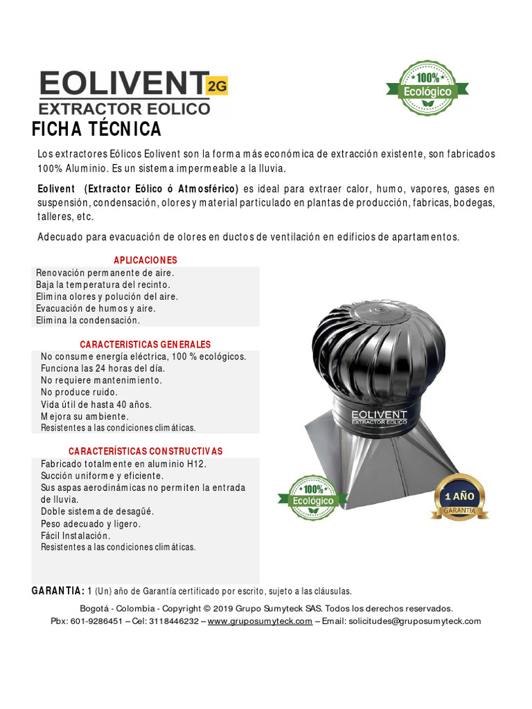 Ficha Tecnica EOLIVENT 2G 2023 | PDF | Condensación | Ventilación (Arquitectura)