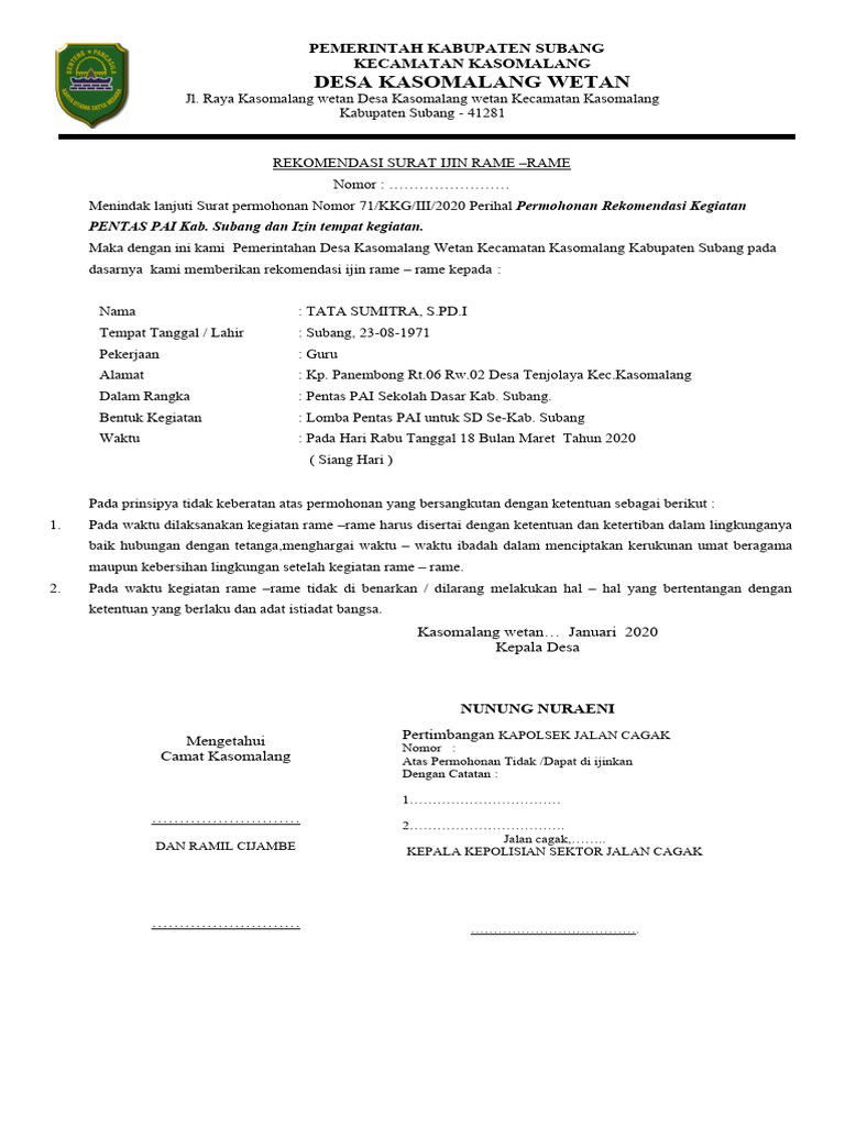 IZIN RAME Adira | PDF