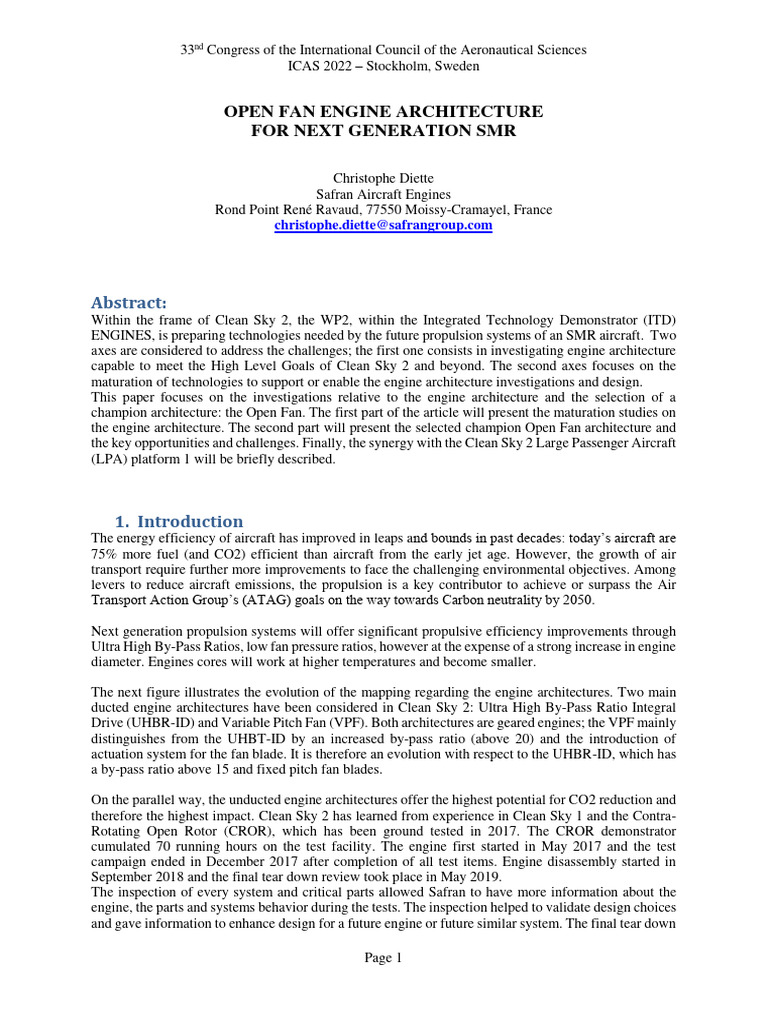 OPEN FAN ENGINE ARCHITECTURE for next generation SMR | PDF | Engines ...