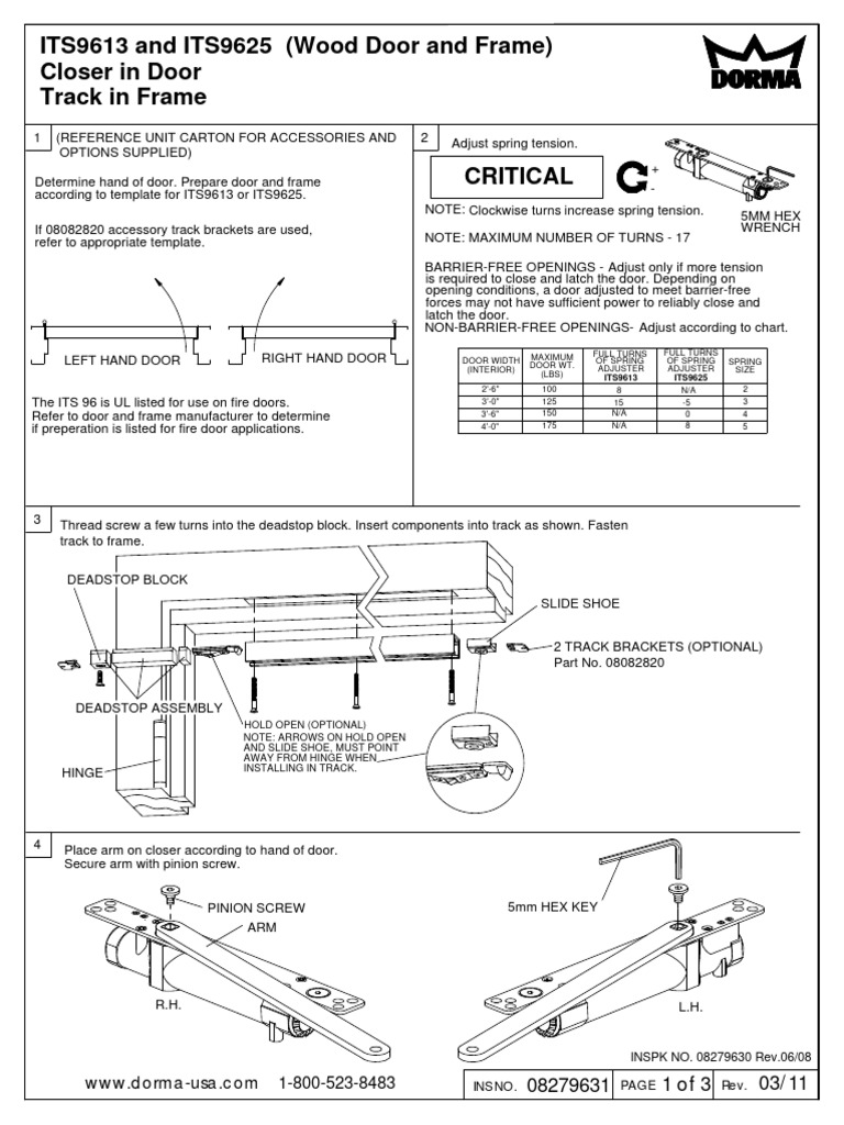Dorma Install Its96 | PDF | Screw | Door