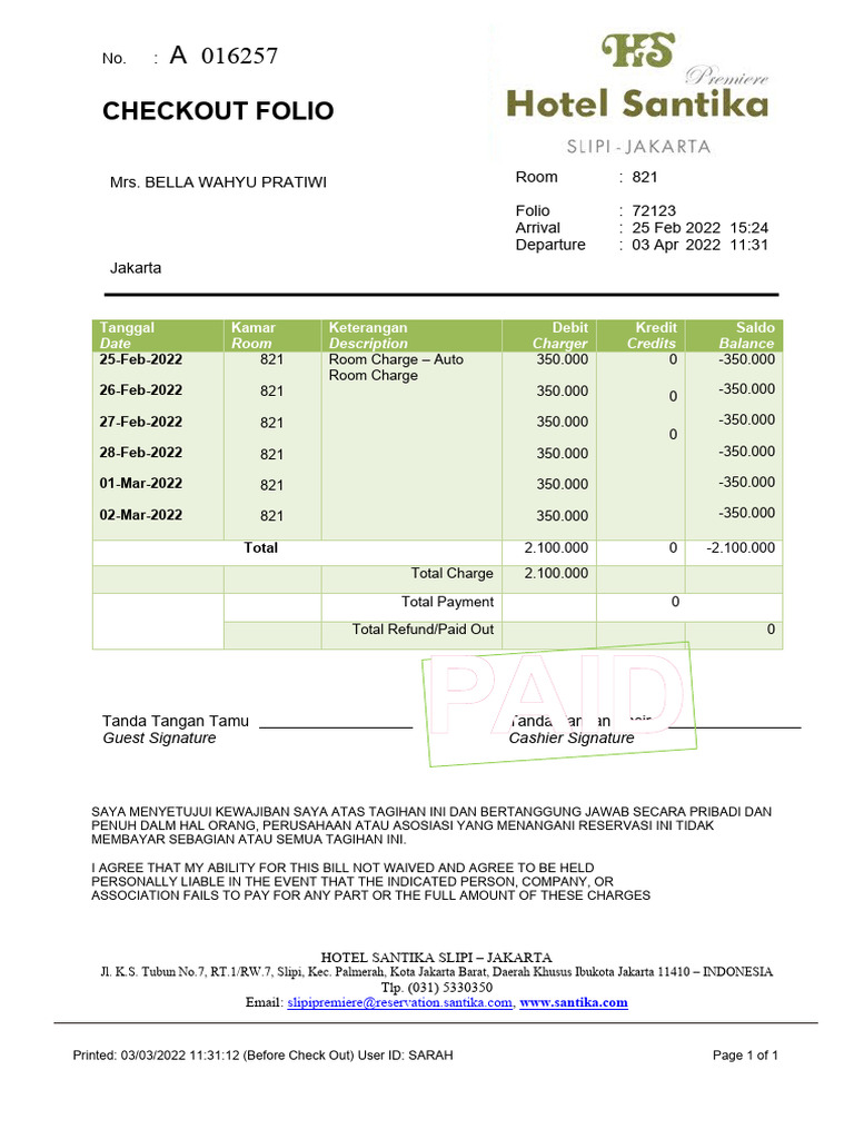 Hotel Santika Slipi Jakarta | PDF