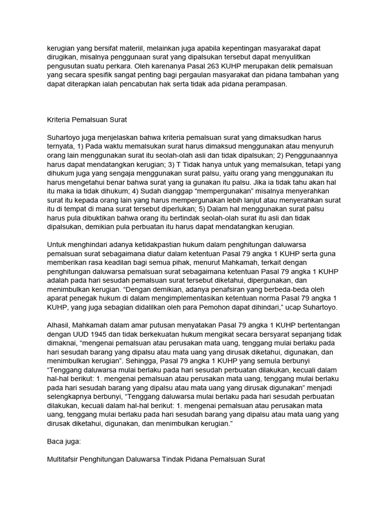 Pasal 263 KUHP Merupakan Delik Pemalsuan | PDF | Ilmu Sosial