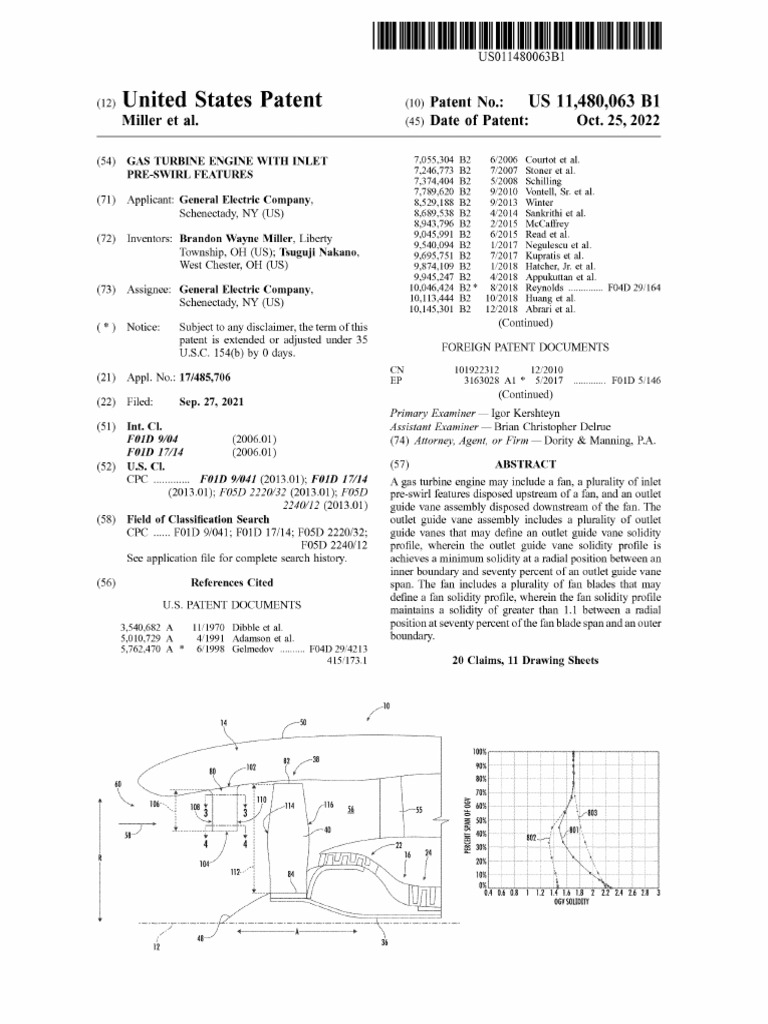 US11480063-Gas Turbine Engine With Inlet Pre-Swirl Features | PDF ...