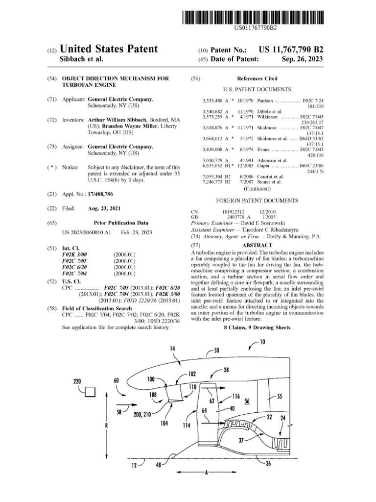 US11767790-Object direction mechanism for turbofan engine | PDF