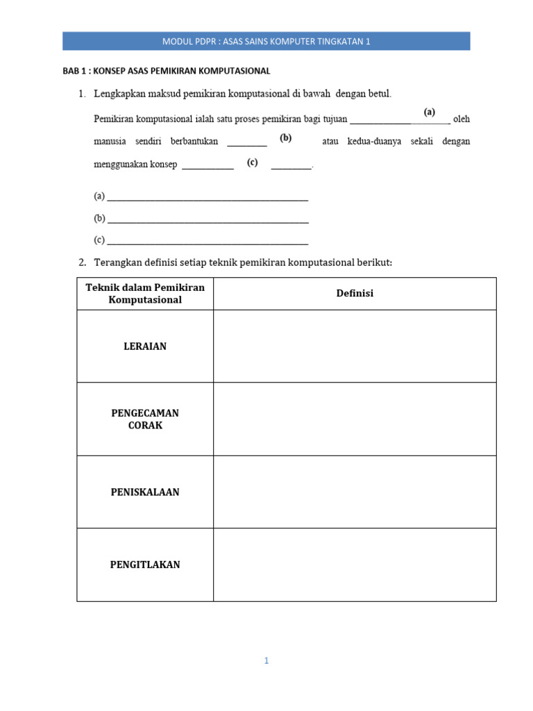 Modul Ask Tingkatan 1 | PDF