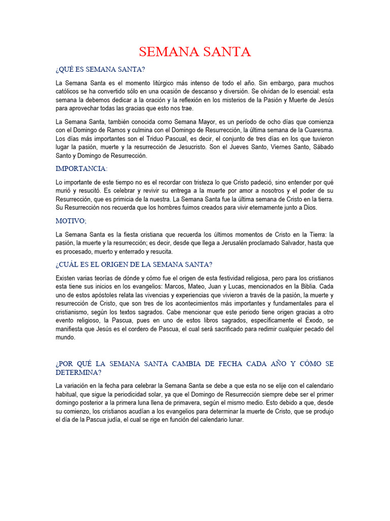 SEMANA SANTA (1) | PDF | Pascua de Resurrección | Liturgia Catolica