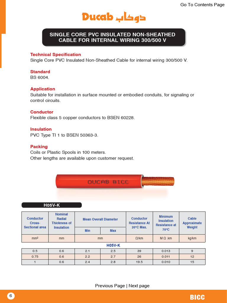 Data Sheet For Single Core 2.5 mm2, 4 mm2 Cable | PDF | Electrical ...