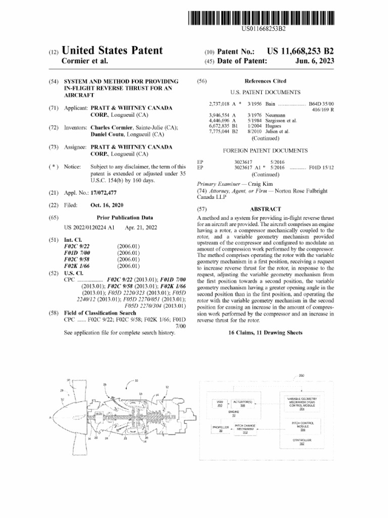 US11668253-System and Method For Providing In-Flight Reverse Thrust For ...