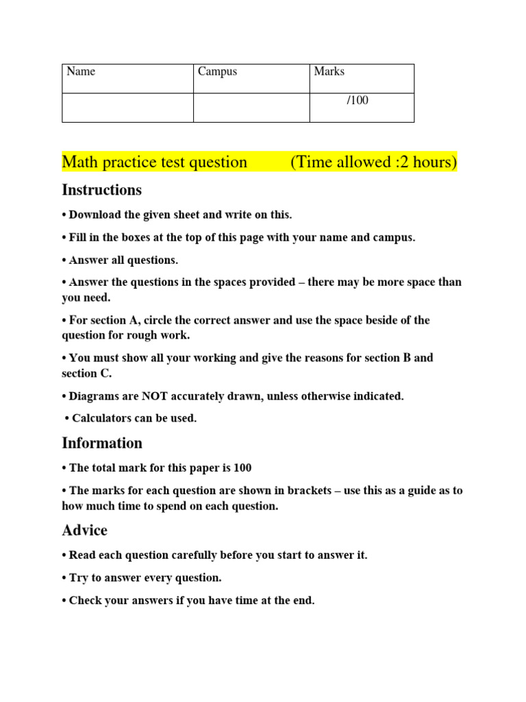 Math Practice | PDF | Area | Mathematics