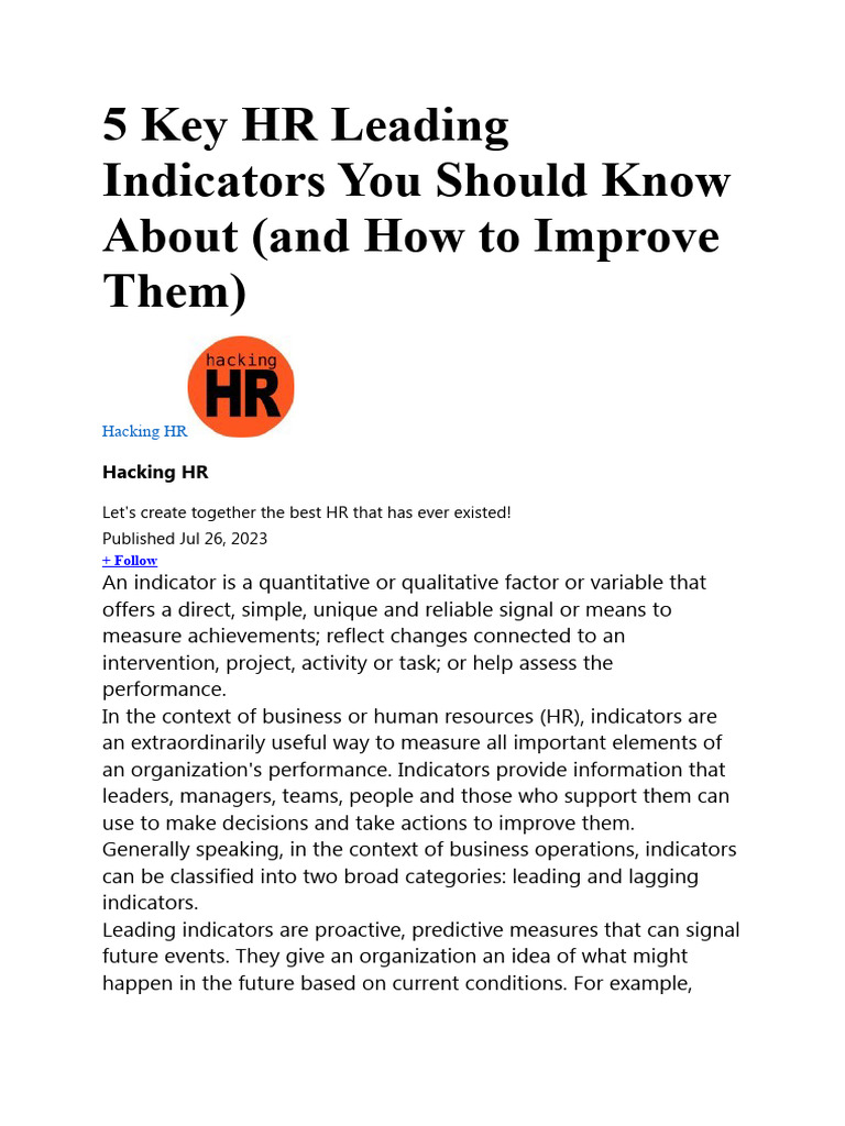 5 Key HR Leading Indicators You Should Know About | PDF | Performance ...