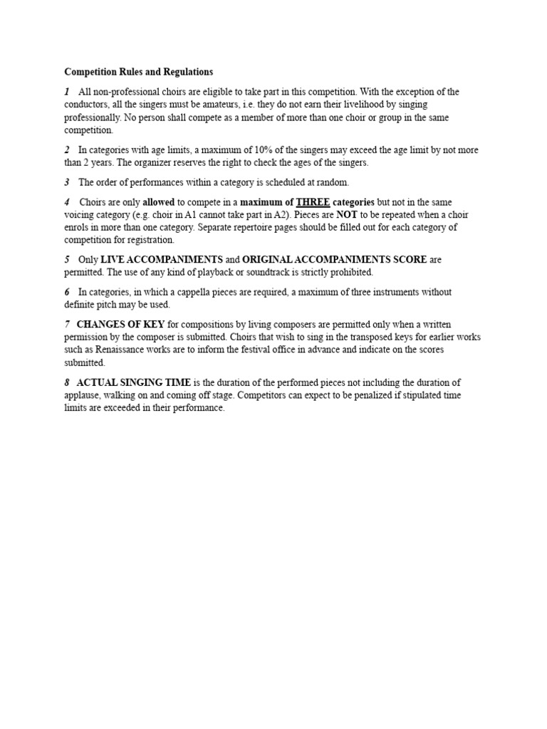 Competition Rules and Regulations | PDF | Art