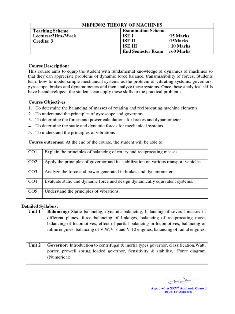 TOM Syllabus | PDF | Force | Machines