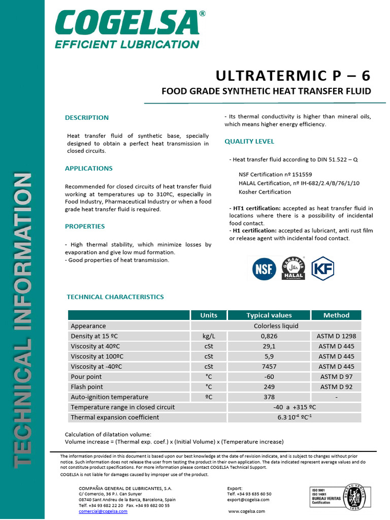 Ultratermic P-6 2022 (E) | PDF | Viscosity | Heat Transfer
