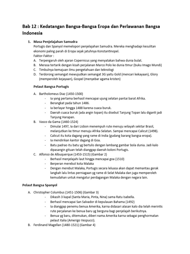 Bab 12: Kedatangan Bangsa-Bangsa Eropa Dan Perlawanan Bangsa Indonesia | PDF | Perjalanan