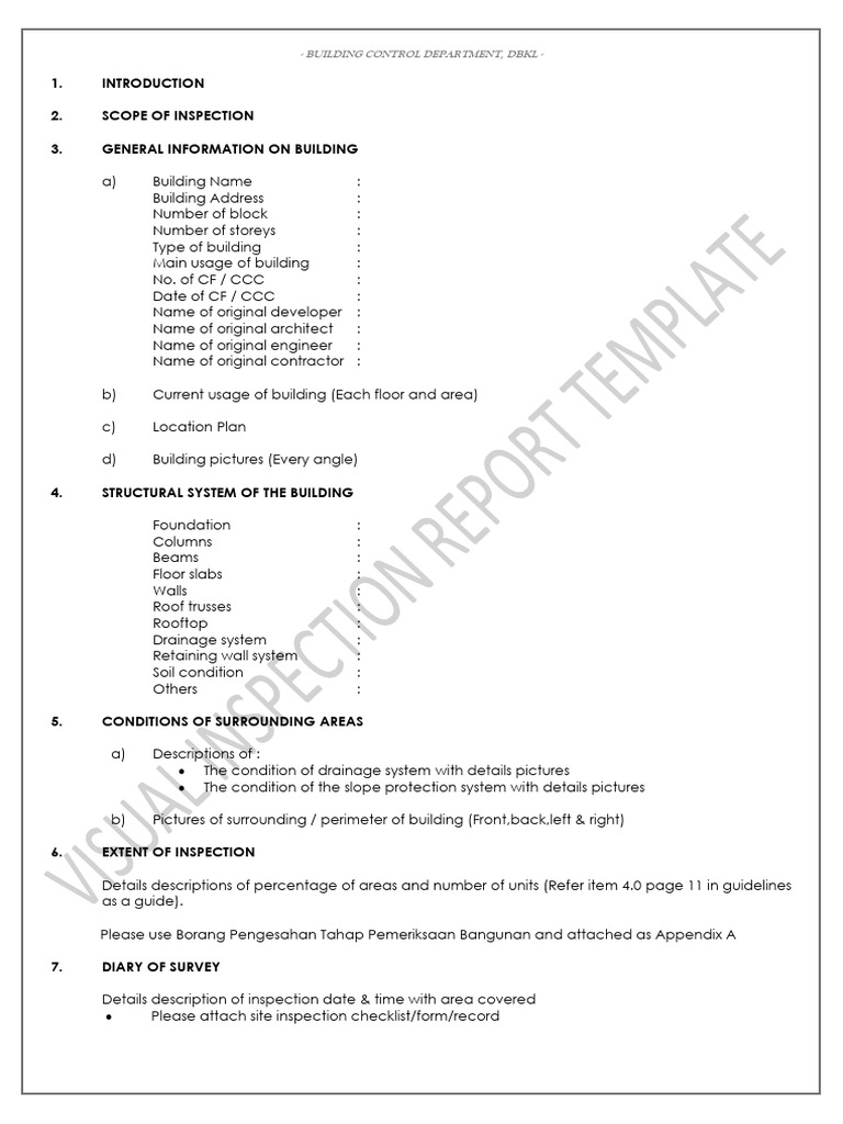 Visual Inspection Report Template 2021 | PDF | Roof | Building Engineering