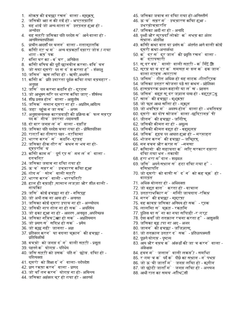 Anek Shabdo Ke Liye Ek Shabd | PDF