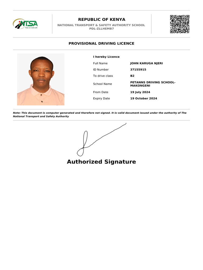 PDL ZLLHEMB7 Provisional Driving License | PDF