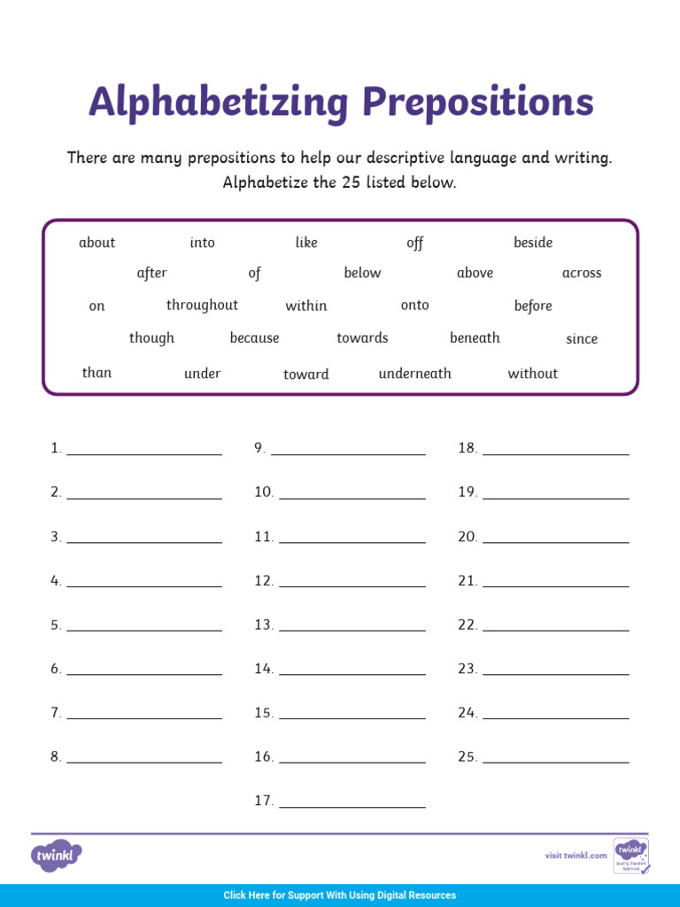 PAPER 1 (NO.3) Alphabetizing Activity For 3rd - 4th Grade | PDF