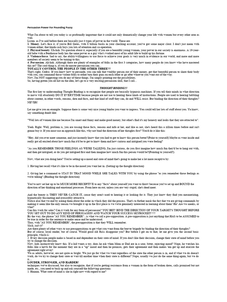 Speed Seduction -Persuasion Power | PDF