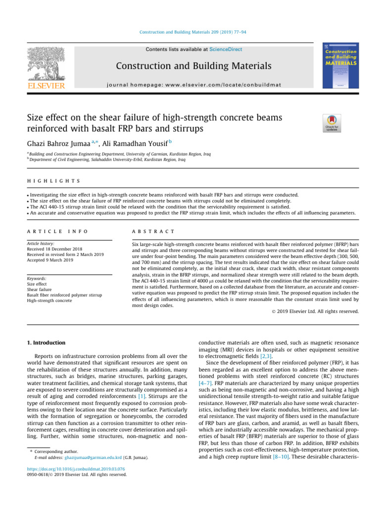 Frp Longitudinal Bar Pdf Strength Of Materials Fracture