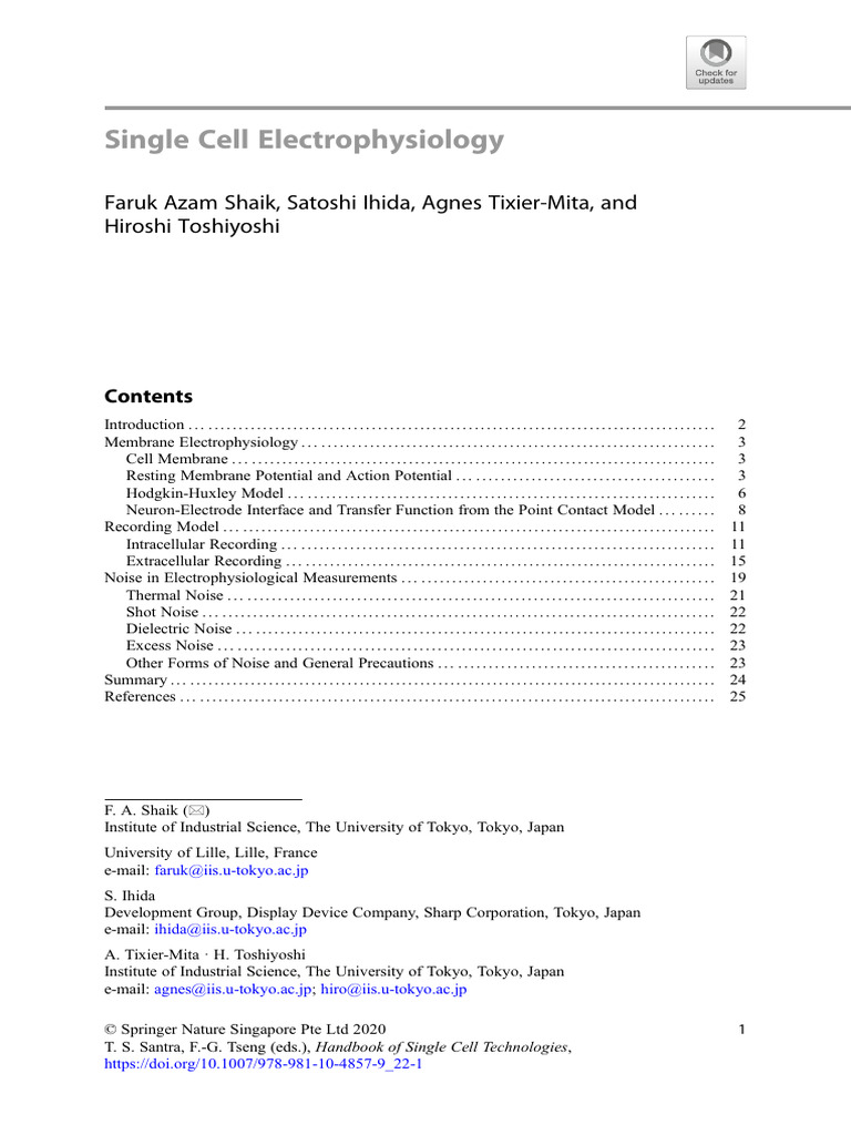 Single Cell Electrophysiology | PDF | Membrane Potential | Ion Channel