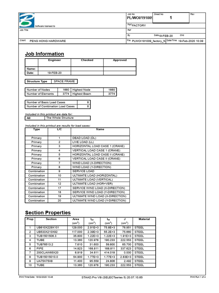 Rev01 Staad Analysis | PDF | Beam (Structure) | Crane (Machine)